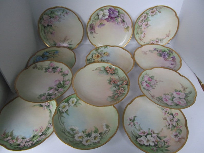 Cherry Blossom Hand Painted Plates Farmhouse Pastel Home | Etsy