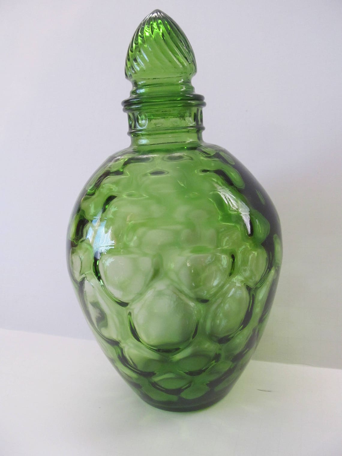 Green Wheaton Glass Green Glass Decanter in Honeycomb Pattern - Etsy