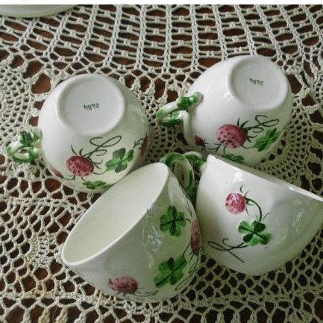 Lefton China Tea Cup Sets Exclusive Lefton Pink Clover Shamrocks 4 Leaf ...
