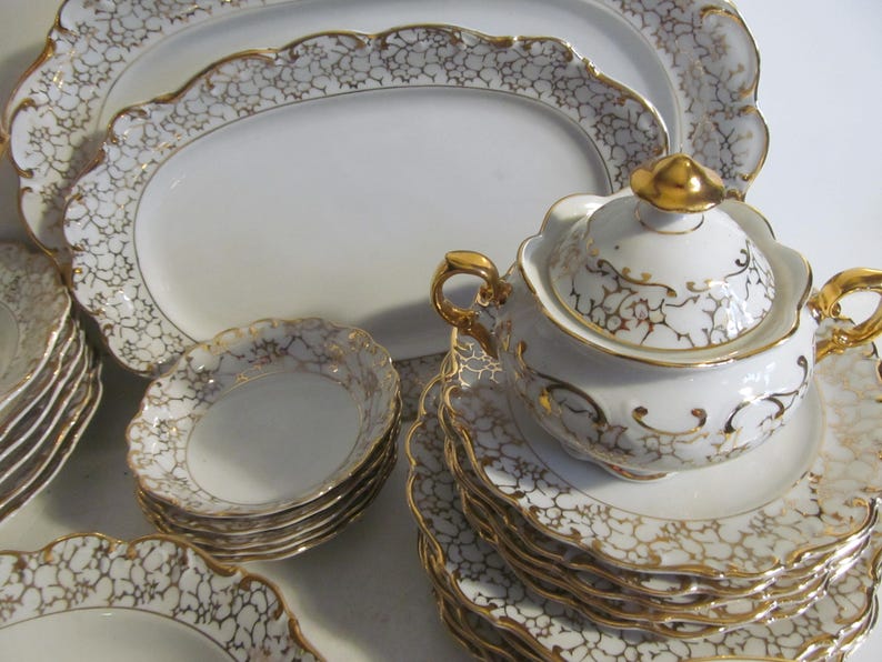 Wedding China Large Dresden China Dinnerware Set Dresden Platters Fine ...