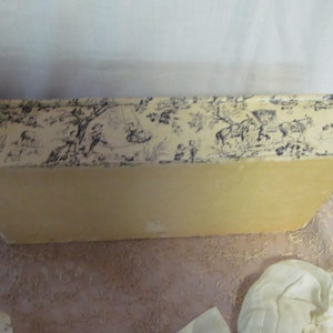 French Linen Covered Box, Cloth Storage Box, Toile Fabric Covered Box ...