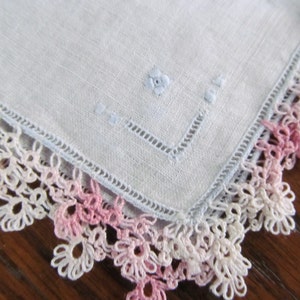 Ombre Pink Handkerchief Vintage Wedding Embroidered Hankie Vintage Pink ...
