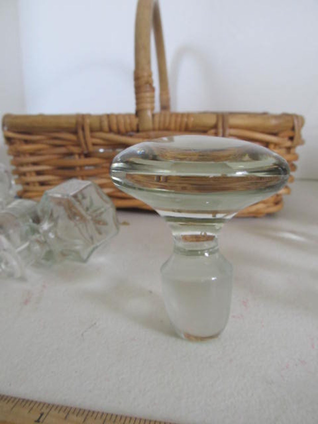 Large Solid Crystal Mushroom Decanter Bottle Stoppers Glass Liquor ...