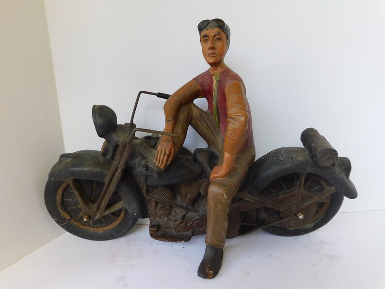 Huge Antique Motorcycle Rider Statue Motorcycle Gift for Him - Etsy