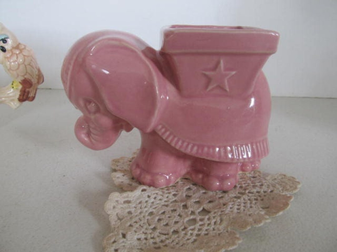 Ceramic Pink Elephant Planter Star Decor Pink Pottery Plant Pot Indoors ...