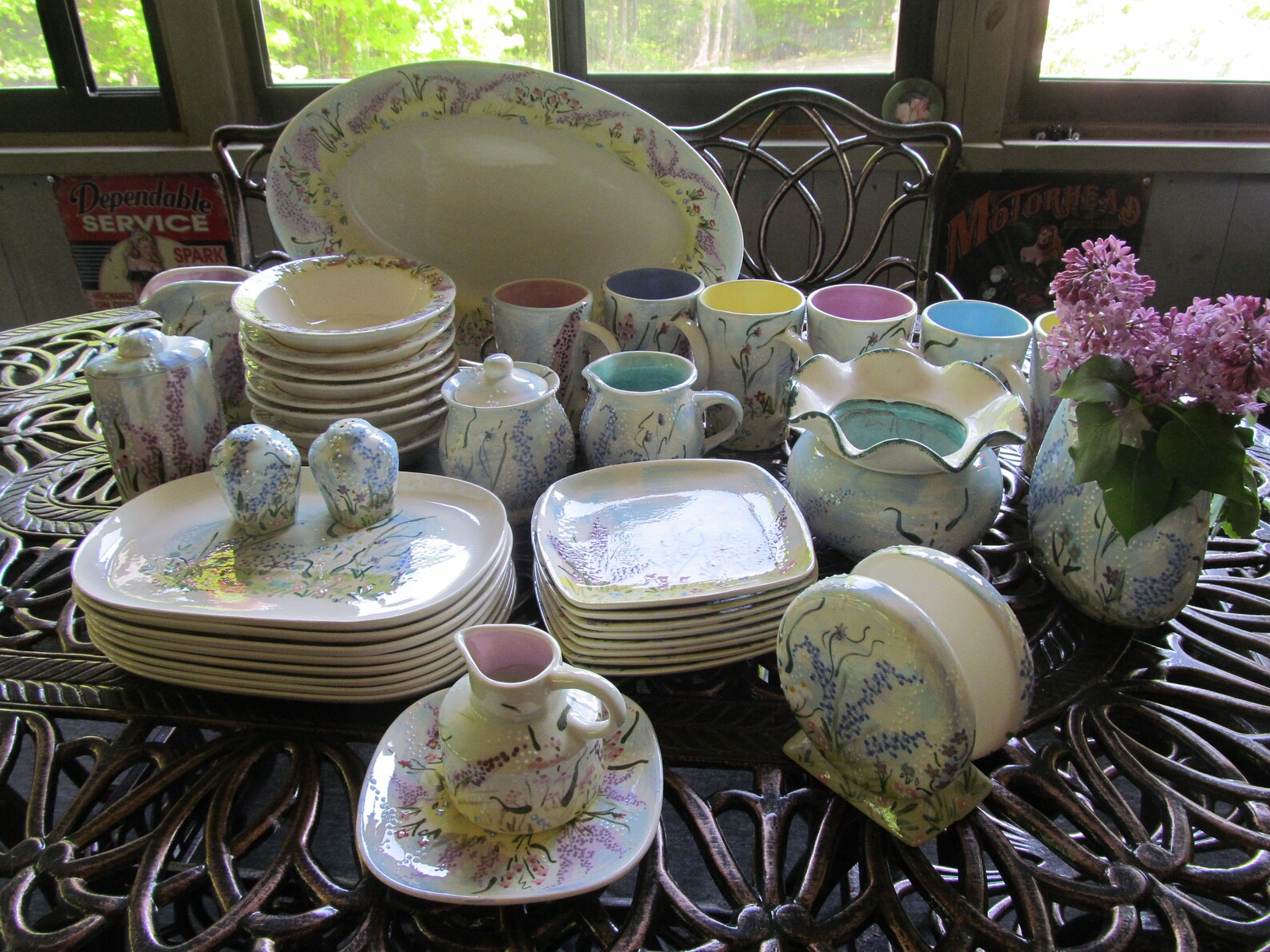 Wedding Set Hand Painted Pottery Set Large Dinnerware Sets - Etsy