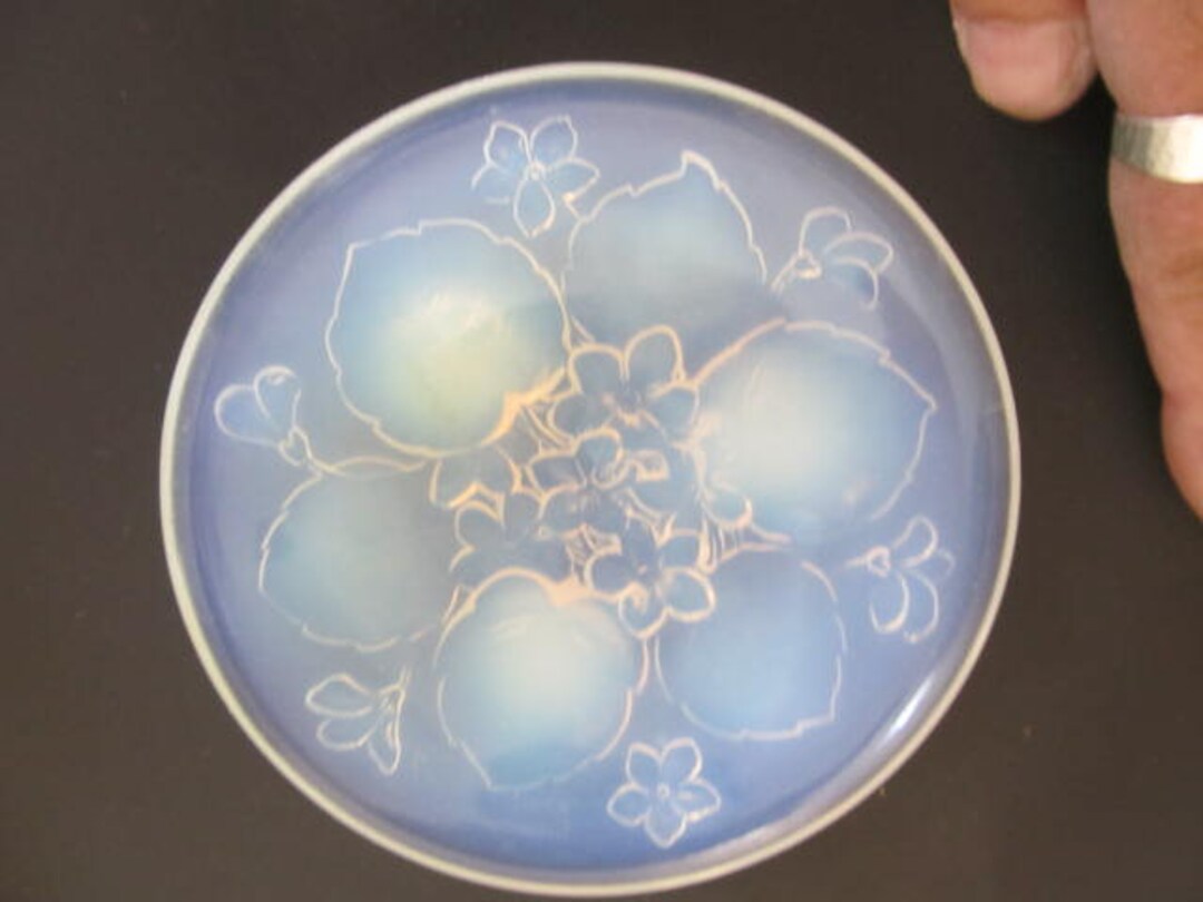 Sabino Opalescent Glass Lid to Vanity Jar Candy Dish Lid, Opal Glass ...