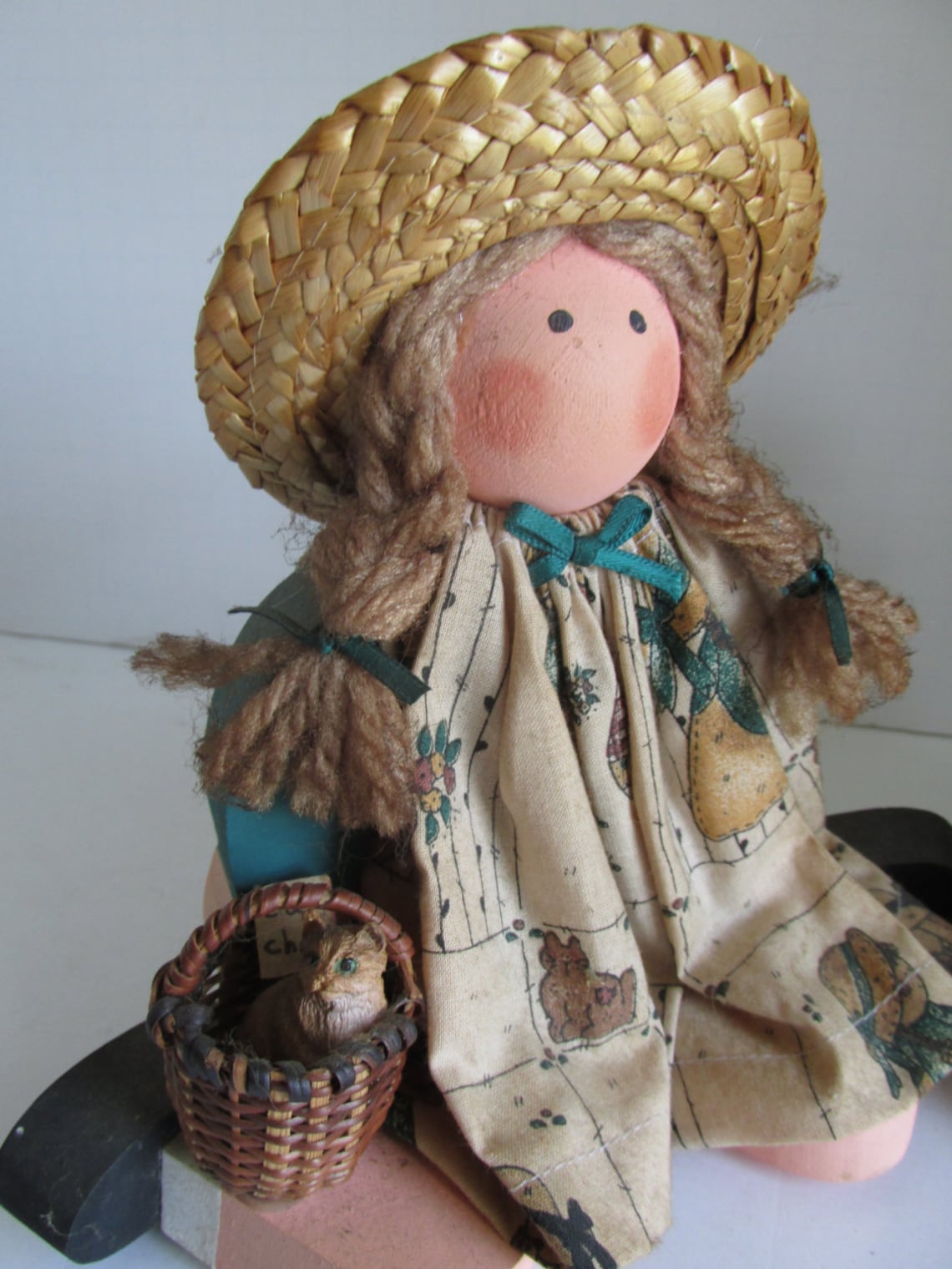 Pr of Folk Art Dolls Wooden Dolls COUNTRY DOLLS Doll with | Etsy