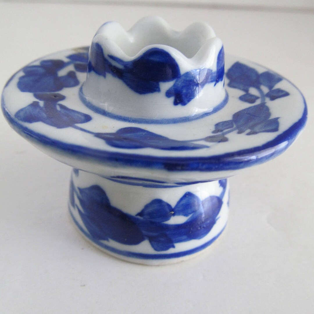 Flow Blue and White Candle Stick Holder Blue and White Decor Flow Blue ...