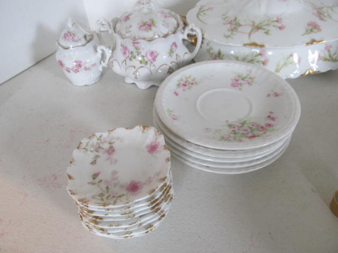 Limoges Theodore Haviland Limoges France Patent Applied for Pink Roses ...