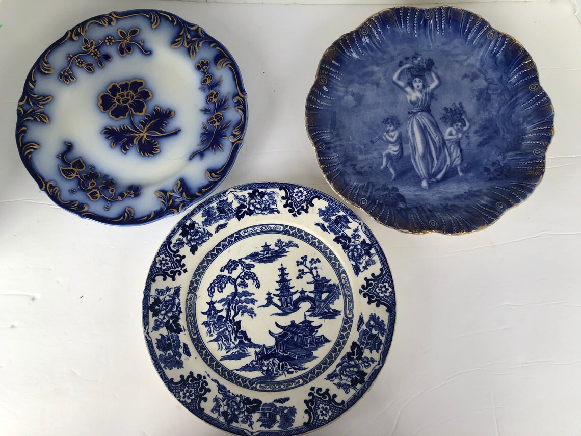 Stunning Flow Blue Plates for Walls Flow Blue Dinner Plates - Etsy