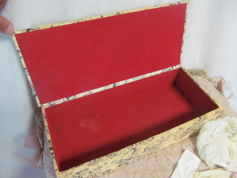 French Linen Covered Box, Cloth Storage Box, Toile Fabric Covered Box ...