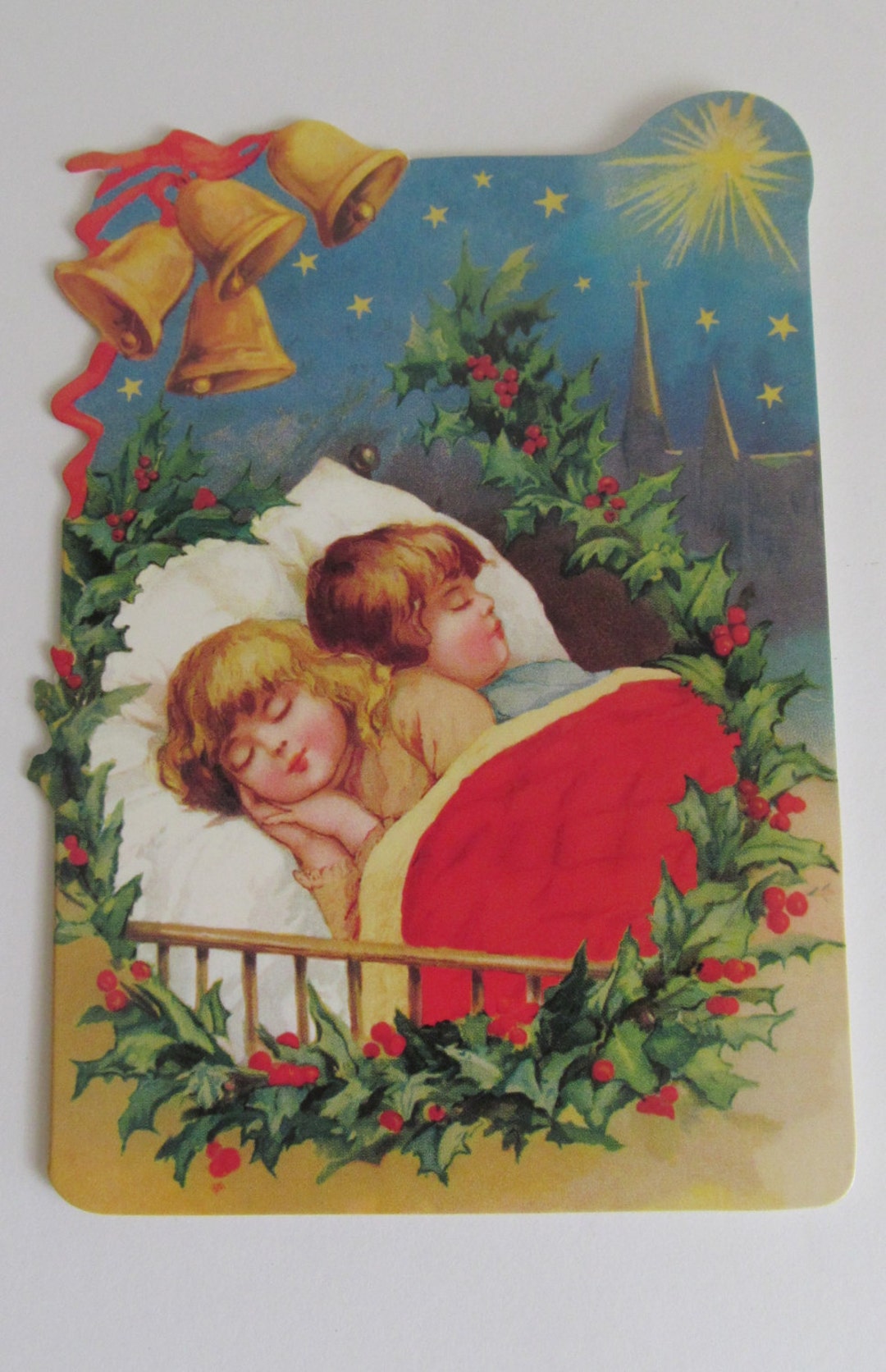 Snuggled Down for A Long Winters Nap Victorian Christmas Card Holiday ...
