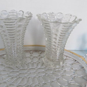 Lovely Pr EAPG Clear Vases Bubbles Glass Vase Art Deco Glassware Vases ...