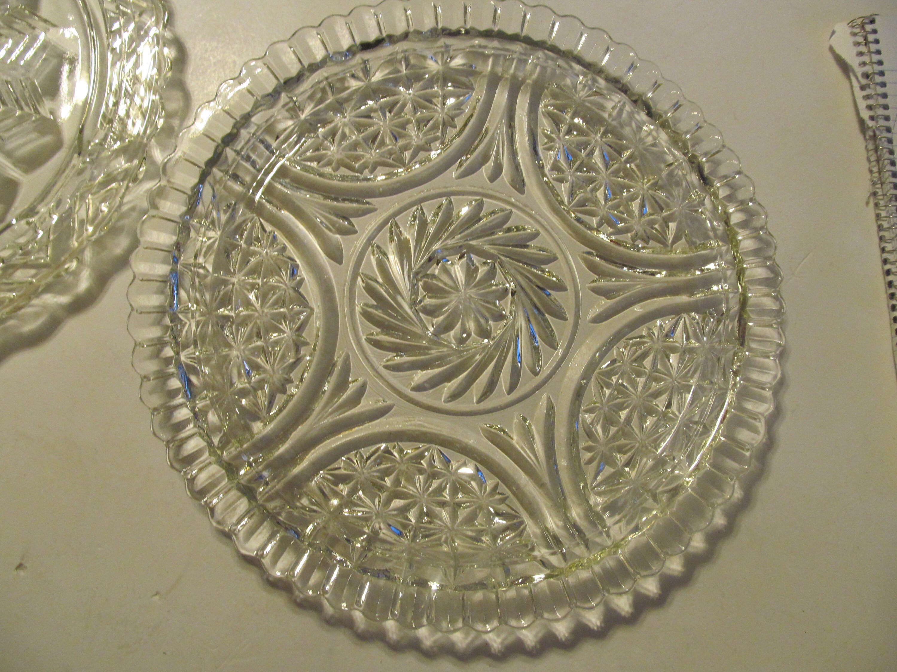 12" MCM Coffee Cake Plate Strudel Atomic Clear Pressed Glass Cake Plate ...