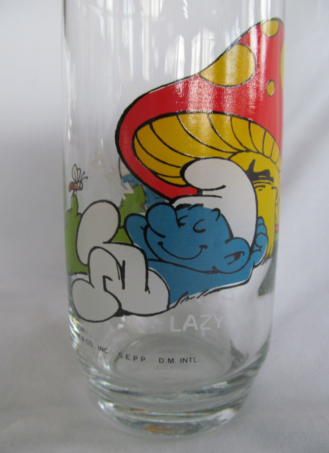 LAZY SMURF 1982 Smurf Glasses Immaculate Condition Smurf Magic Mushroom ...