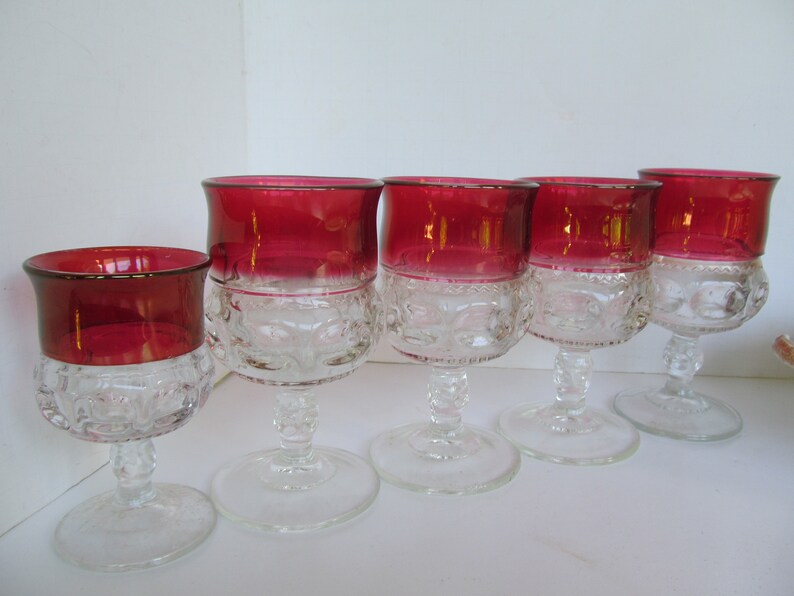 Tiffin King's Crown Ruby Glass Stemware Thumbprint | Etsy