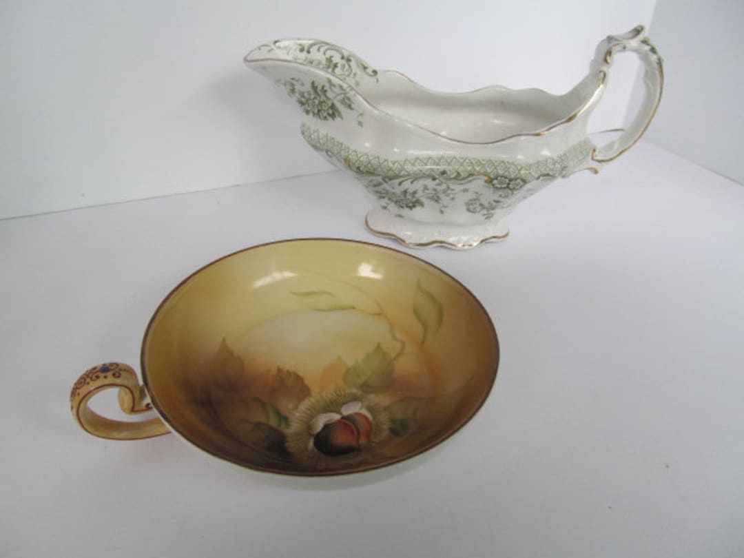 Hand Painted Antique Noritake Nappy, Victorian Nappy Candy Dish ...