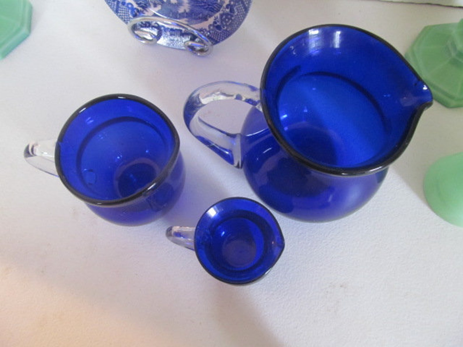 Cobalt Blue Pitchers Set of Blue Glassware Pitches Large Blue - Etsy
