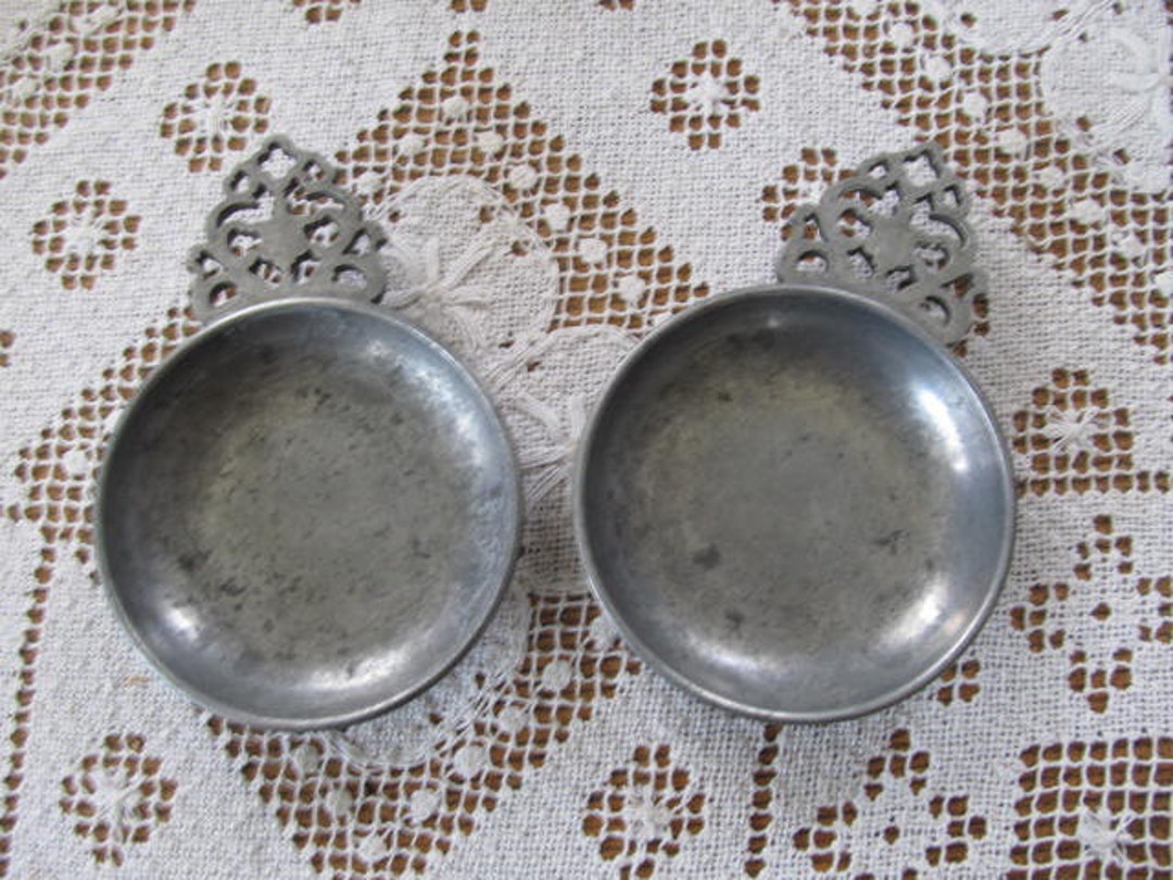 2 Pewter Stede Pewter Tastevins Porrigers Matching Set of Pewter Bowls ...