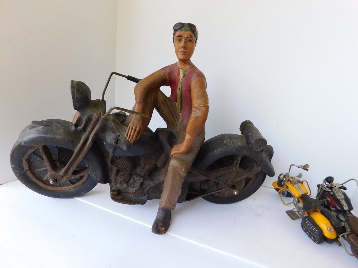Huge Antique Motorcycle Rider Statue Motorcycle Gift for Him - Etsy