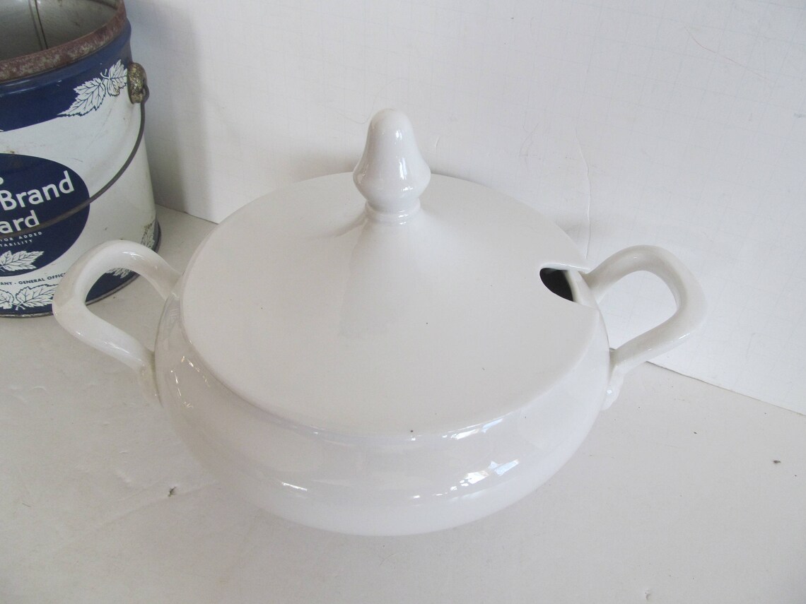 Pure White Tureen White Porcelain Covered Compote Bowl Antique ...