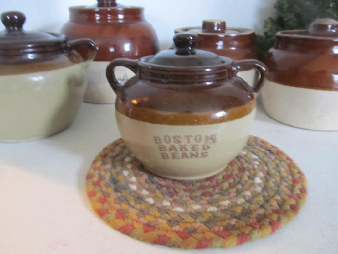 Homemade Boston Baked Bean Pot Glass Show 83 Farmhouse Kitchen Brown ...