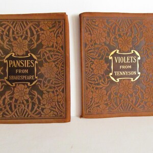 Violets From Tennyson 1898 Antique Leather Books Rare Victorian Antique ...