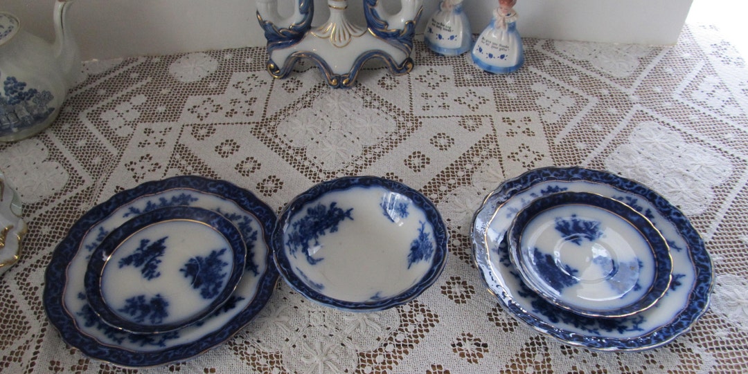 Antique Flow Blue Touraine Pattern Stanley Pottery Plate Flow Blue ...