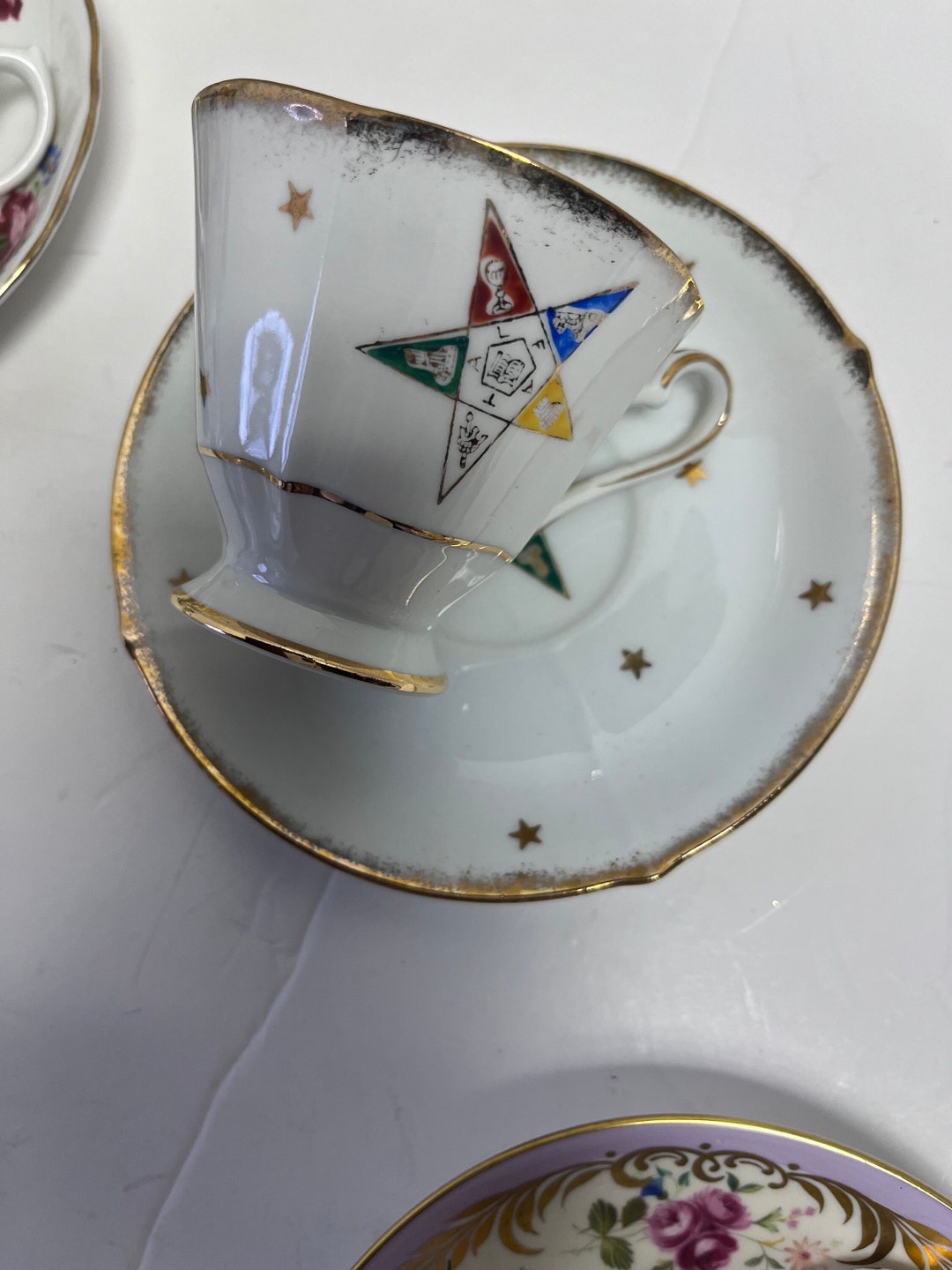 Masonic Tea Cup and Saucer C101 Masonic Tea Party Hand Painted Tea Cup ...