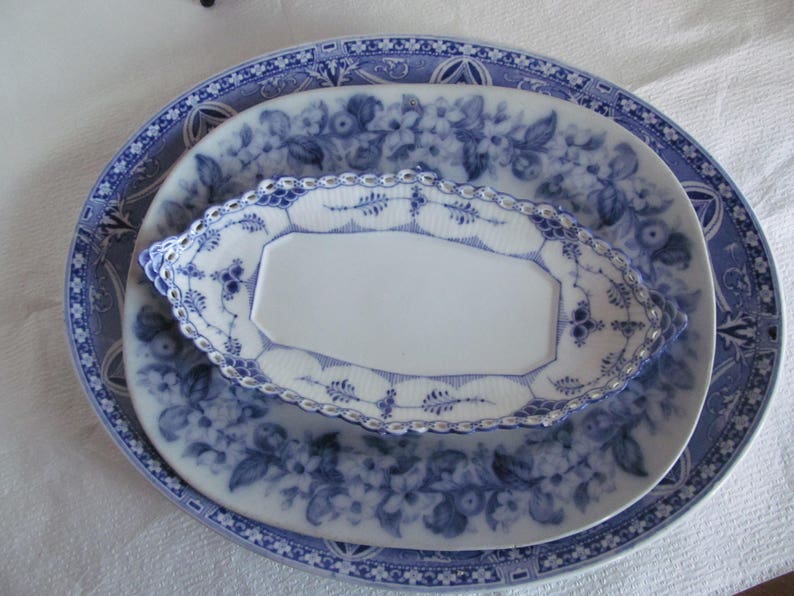 Rare Flow Blue Orange Border Pattern Serving Platter Blue - Etsy