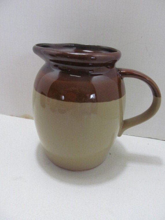 Brown Pottery Pitcher Brown Tan Pottery Milk Pitcher 70s Home - Etsy