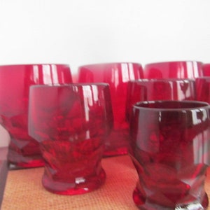 Set of 4 Ruby Red Thumbprint Pattern Shot Glasses Ruby Shot Glass Set ...