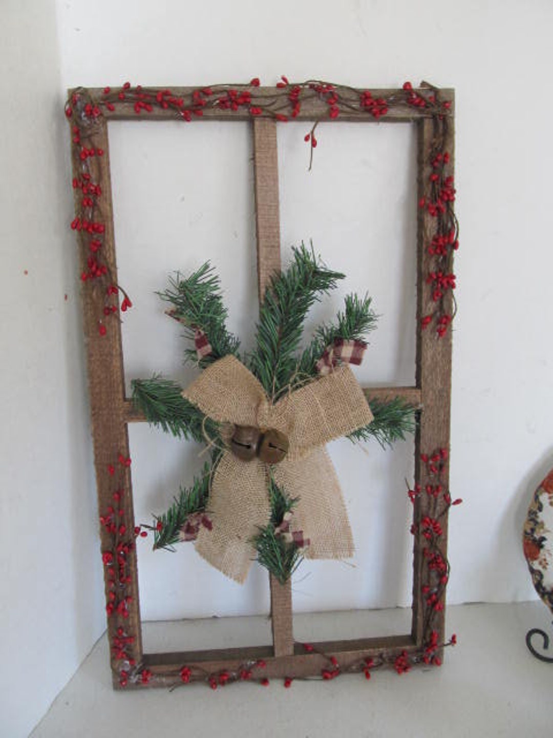 Holiday Primitive Window Burlap Snowflake Primitive Wall Decor ...