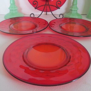Georgian Thumbprint Ruby Red Plates Red Ruby Luncheon Plates 4 Oval ...