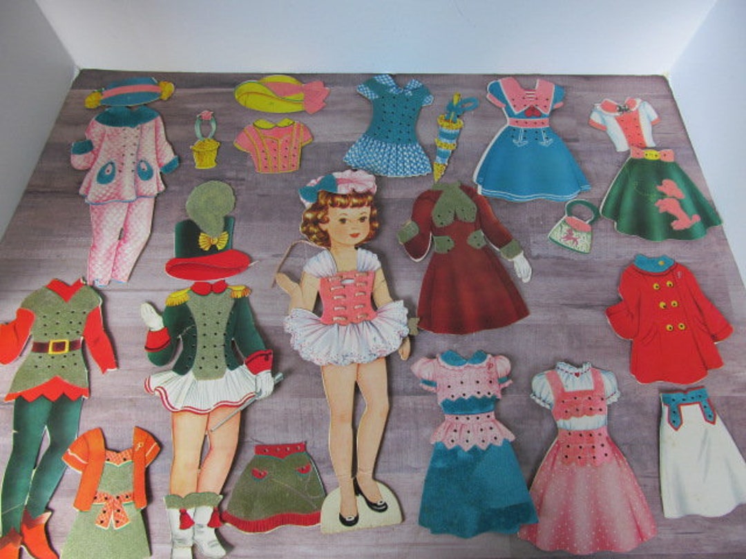 Vintage Paper Dolls and Costumes Pixie Elf Clothing Flocked Paper Doll ...
