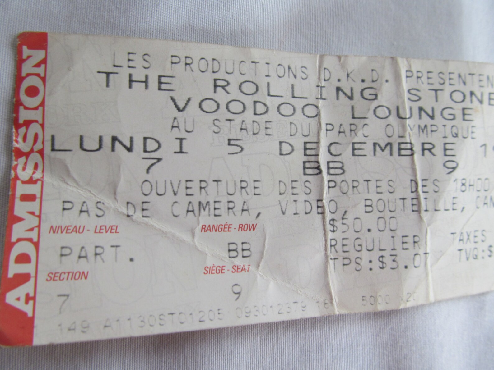 Rolling Stones VOODOO Lounge Vintage Concert Ticket Montreal Canada 94 ...
