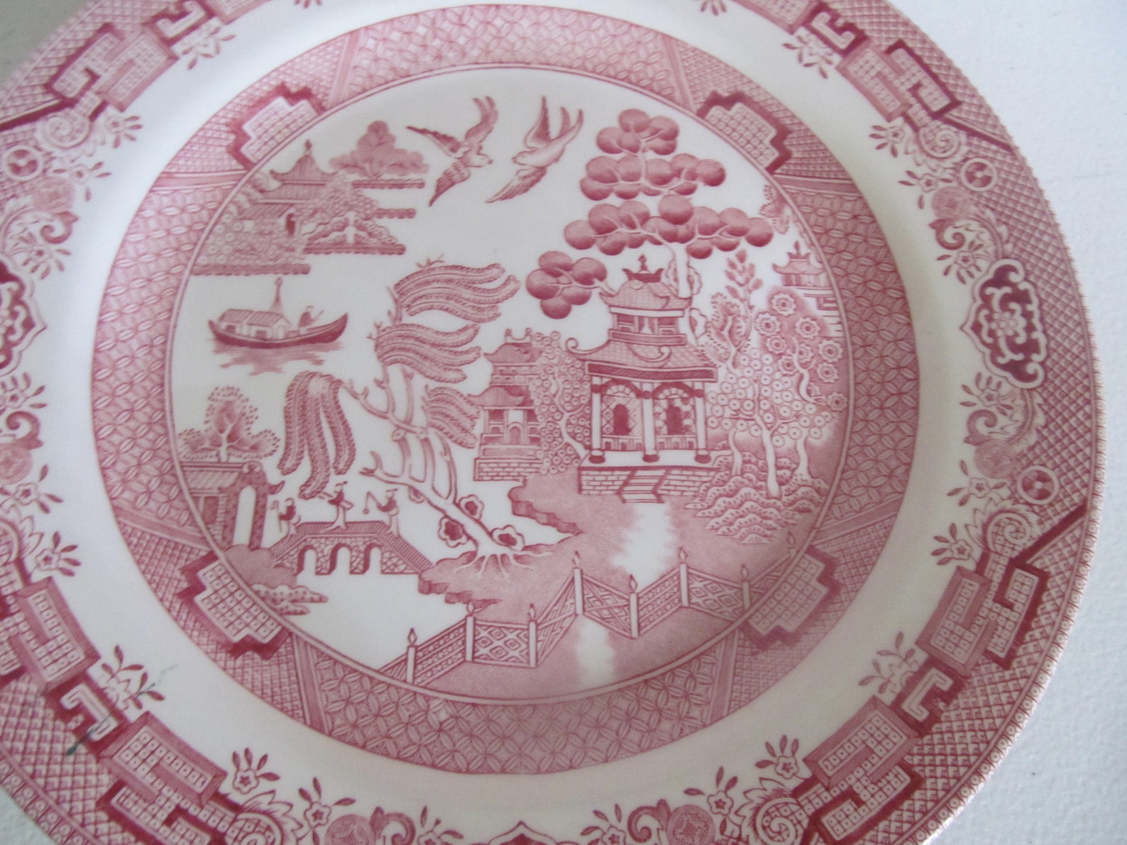 Pink Willow Churchill Dinner Plates Red Willow Pattern Churchill Red ...
