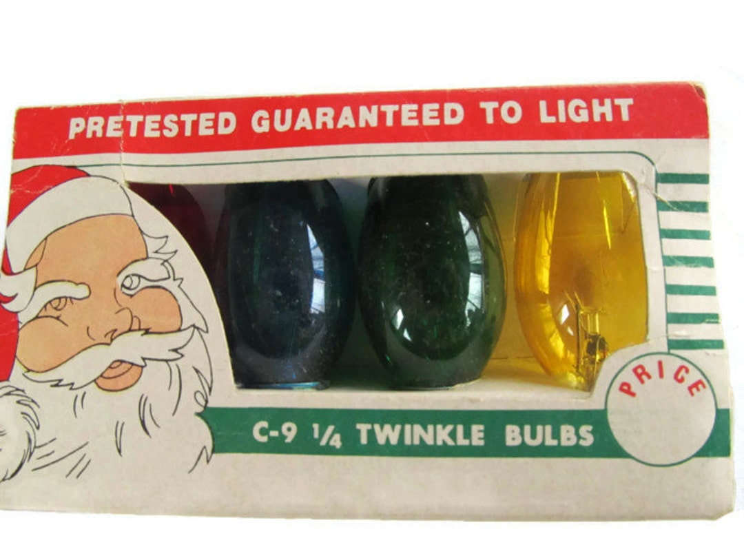 Twinkle Bulbs Vintage Santa Christmas Tree Light Bulbs in Original Box ...