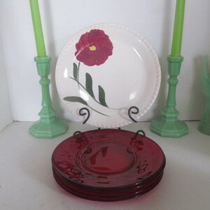 Georgian Thumbprint Ruby Red Plates Red Ruby Luncheon Plates 4 Oval ...