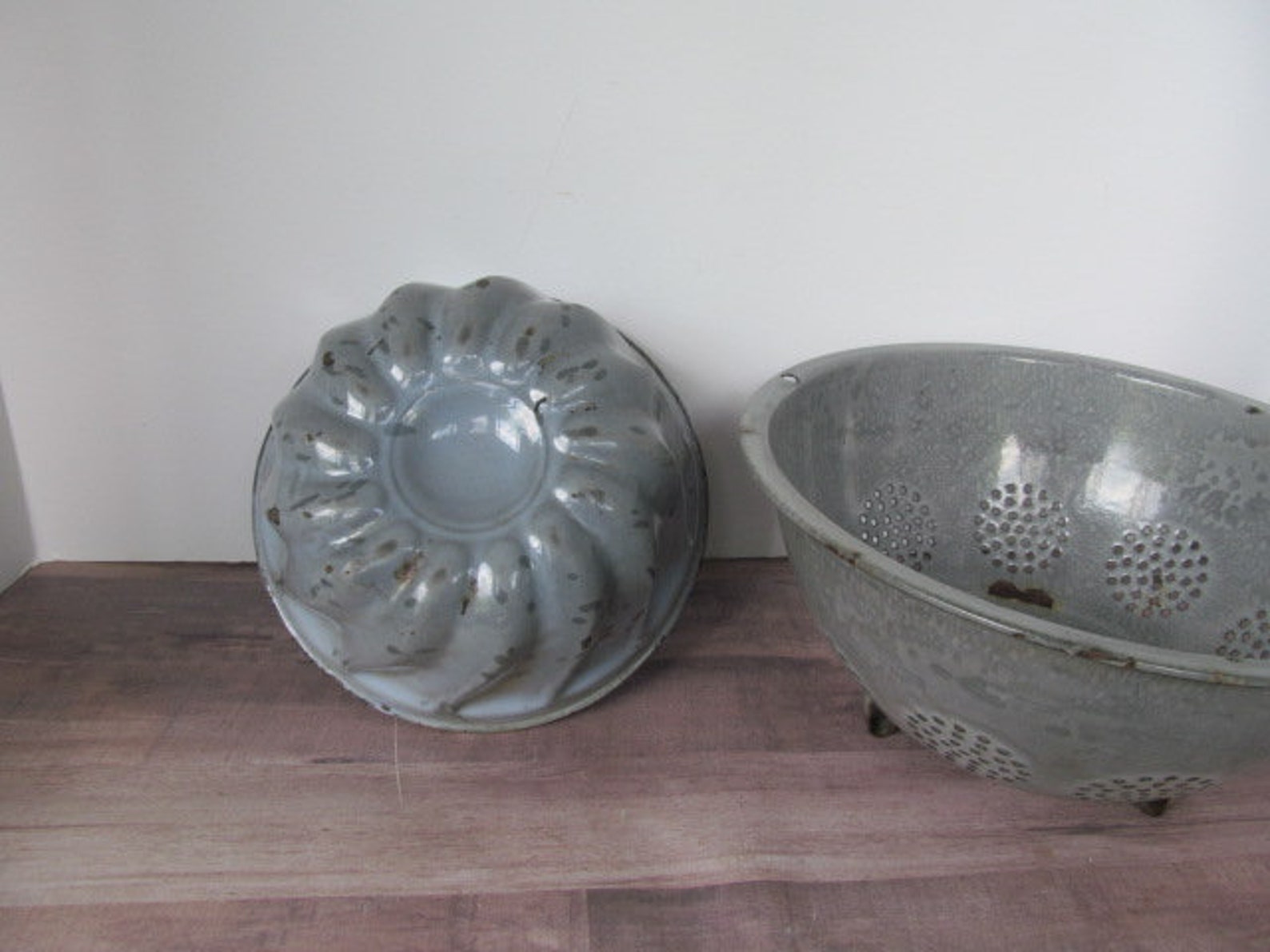 Gray Granite Ware Jello Mold Gray Enamel Ware Primitive Home - Etsy