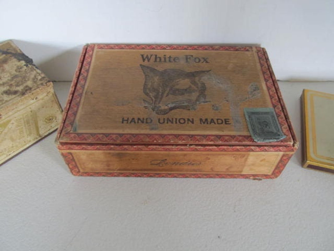 White Fox Cigar Box Wooden Cigar Box Hand Union Made Label Cigar Box ...
