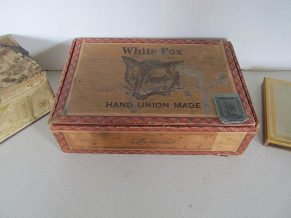 White Fox Cigar Box Wooden Cigar Box Hand Union Made Label | Etsy