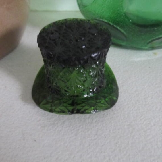 Green Glass Top Hat Cut Glass Toothpick Holder Clear Glass - Etsy