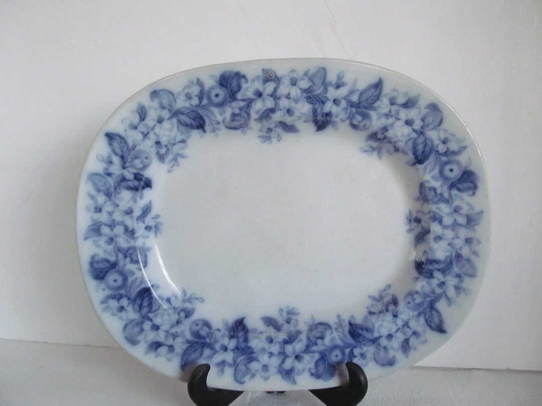 Rare Flow Blue Orange Border Pattern Serving Platter Blue Platters ...