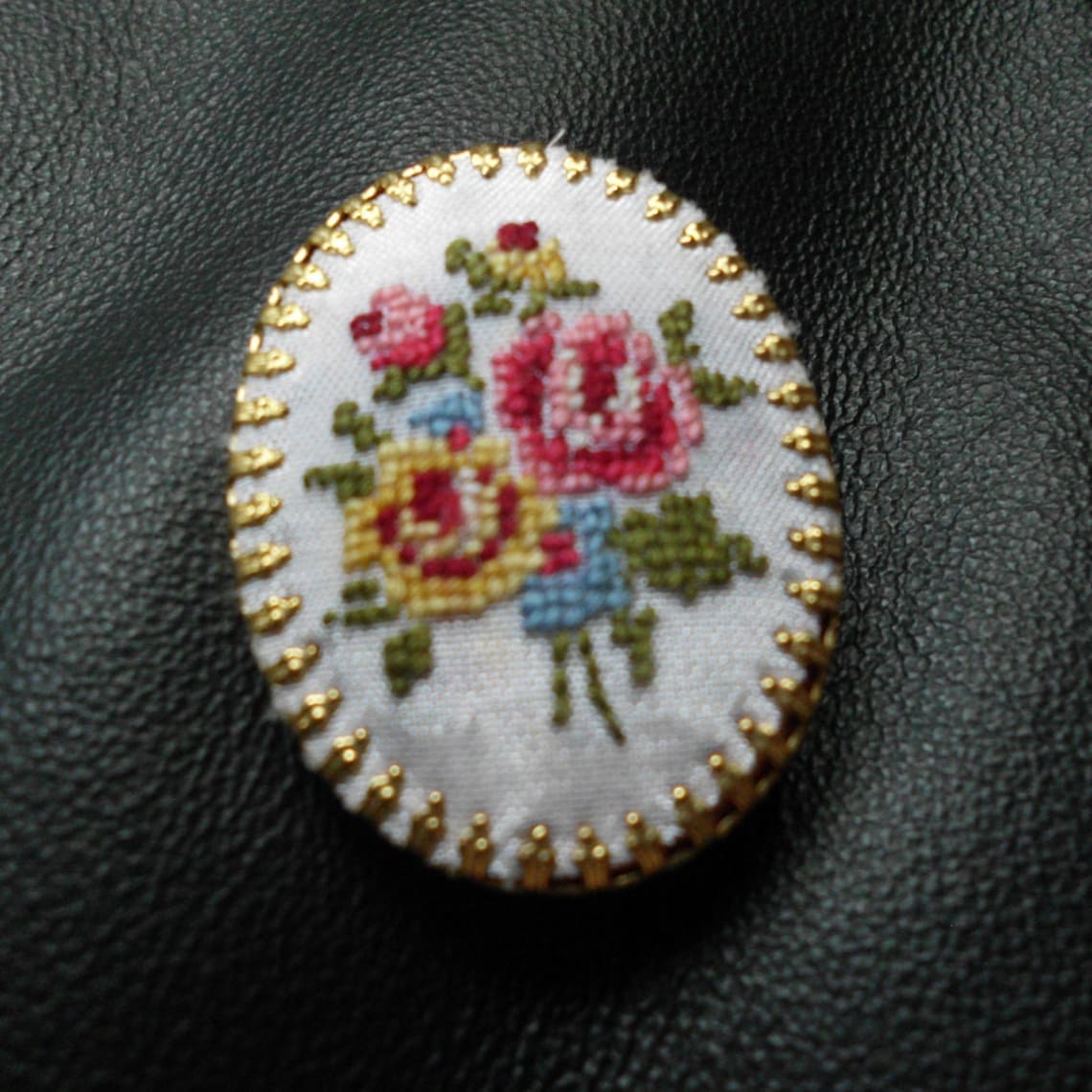 Petit Point Jewelry Cameo Brooch Needlepoint Embroidered - Etsy