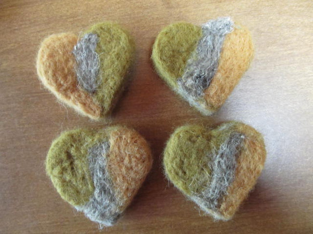 Heart Shaped Wool Felted Heart Felted Wool Decor Needle Felted Wool ...