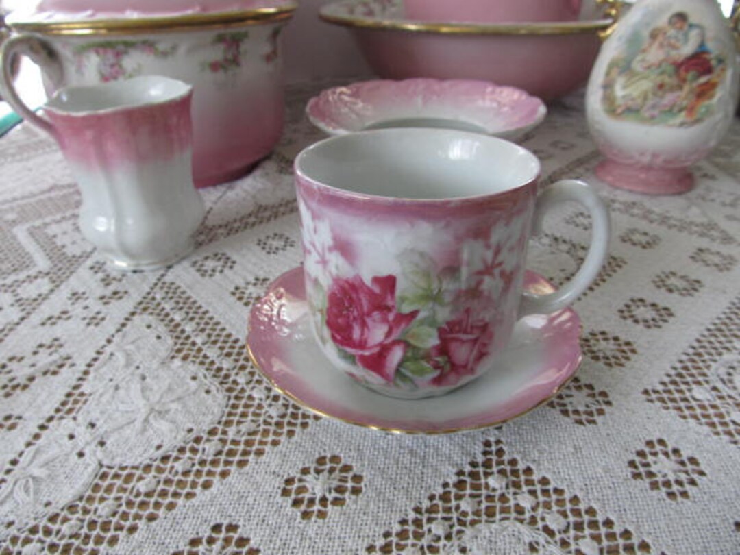 Beautiful Pink Lusterware Lg Cup & Saucer PK Silesia Germany China ...