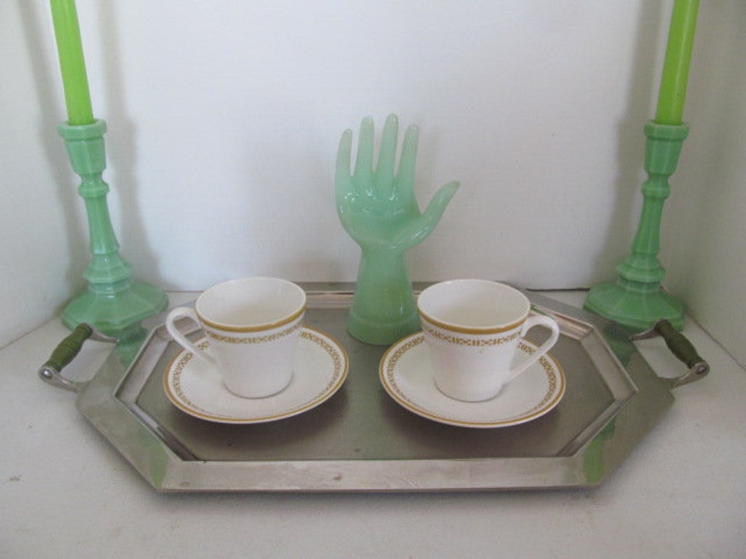 Serving Tray Wedding Silver Presentation Tray Bakelite Green Handles ...