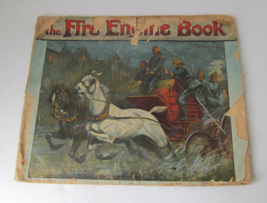 The Fire Engine Book Rare Antique Book Victorian Linen Childrens Book ...